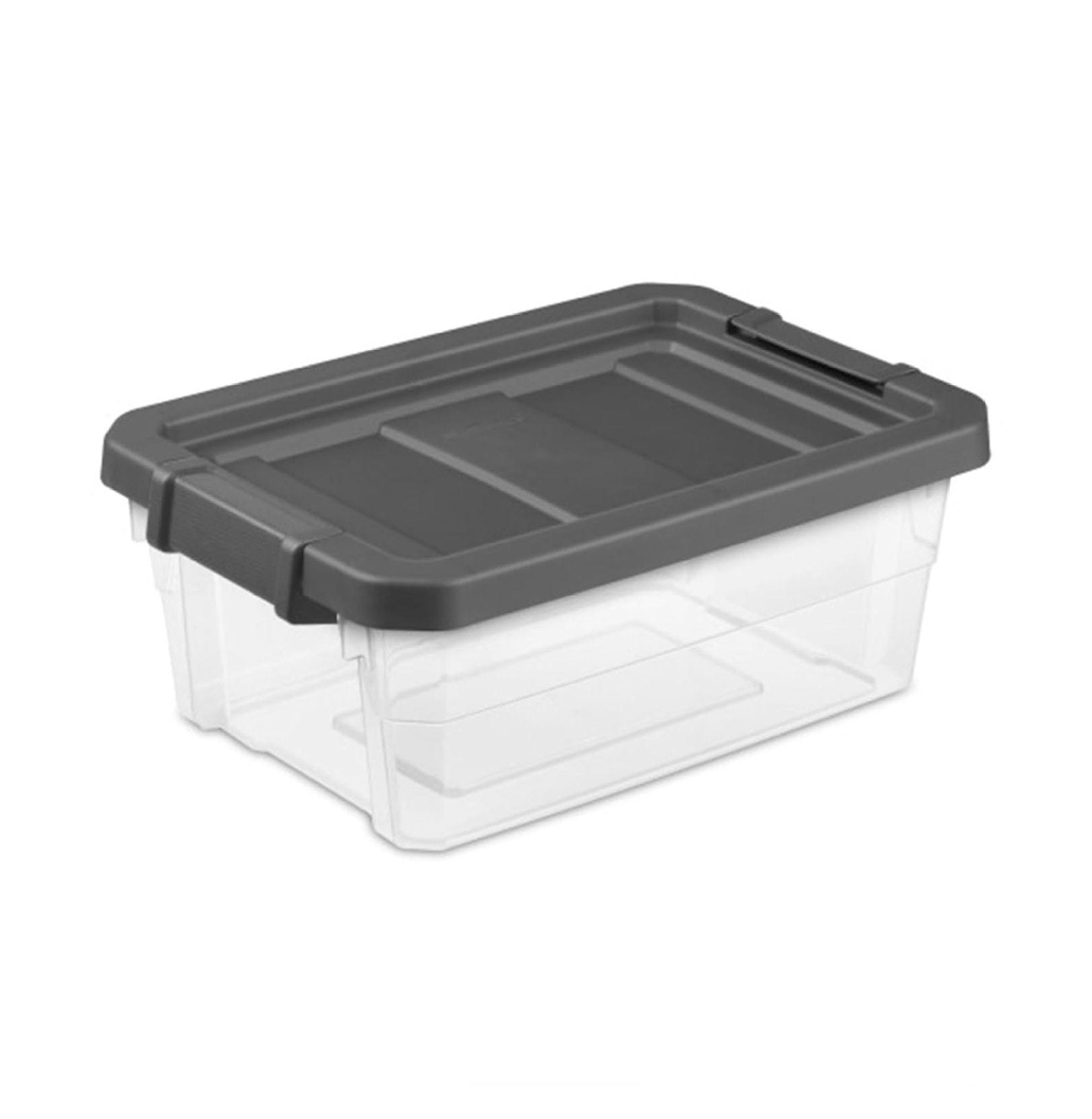 16 Quart Plastic Stacker Box, Latching Lid Storage Bin Container for ...