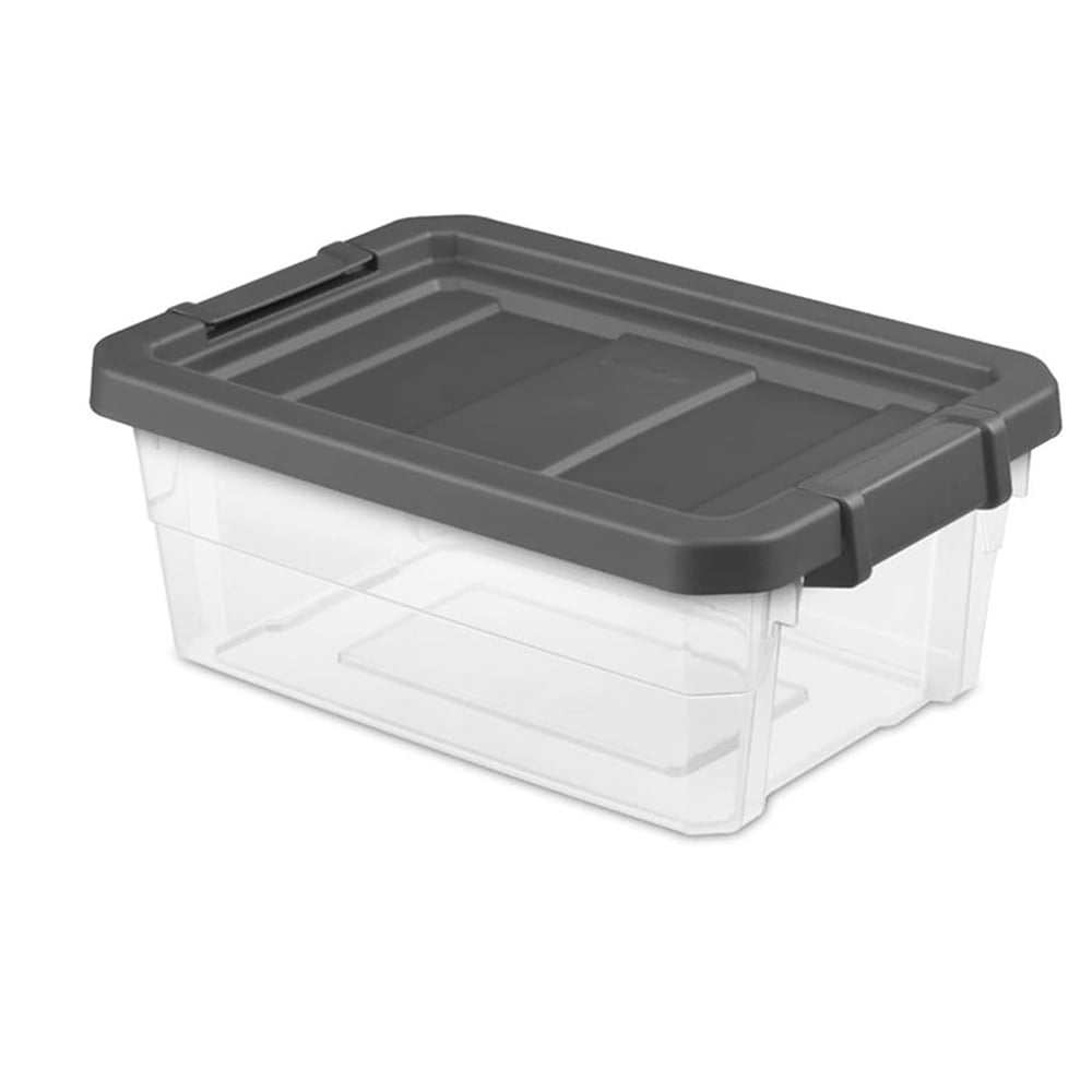 16 Quart Plastic Stacker Box, Lidded Storage Bin Container for Home ...