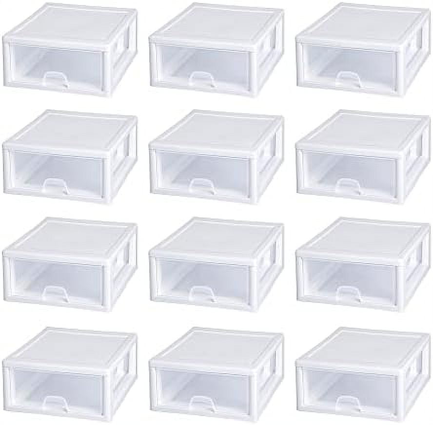 16 Quart Stackable Sturdy Plastic Storage Drawer Container For Home And ...