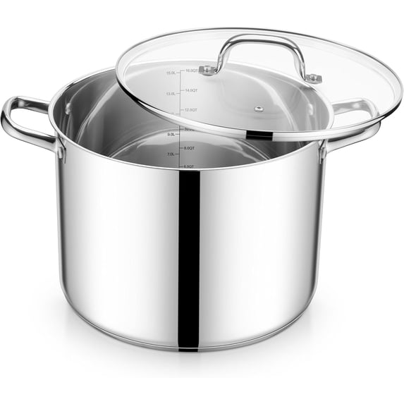 16 Quart Stainless Steel Stock Pot, Large Heavy Duty Induction Stockpot ...