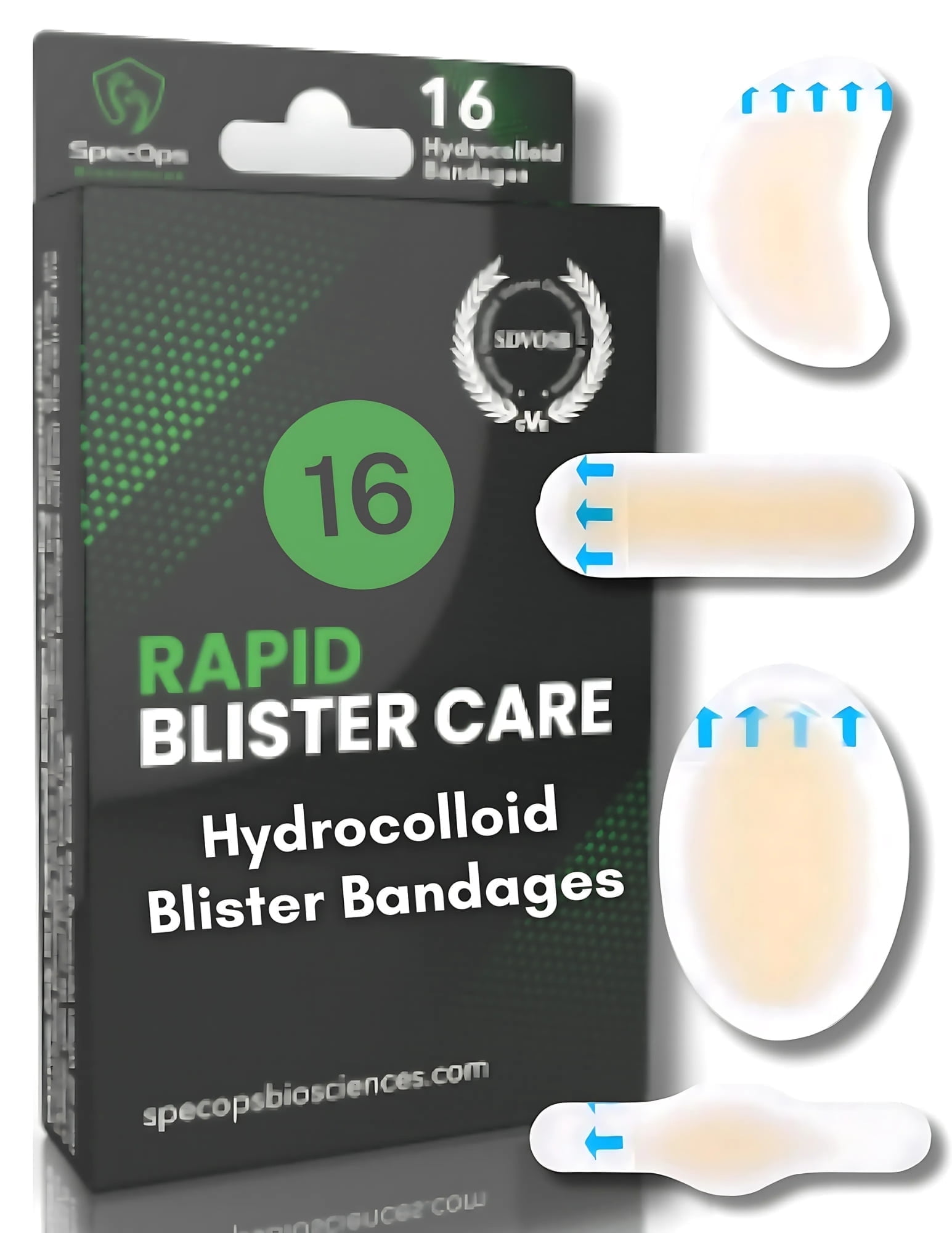 16 Rapid Care Blister Bandages. Hydrocolloid Bandages for Blisters ...