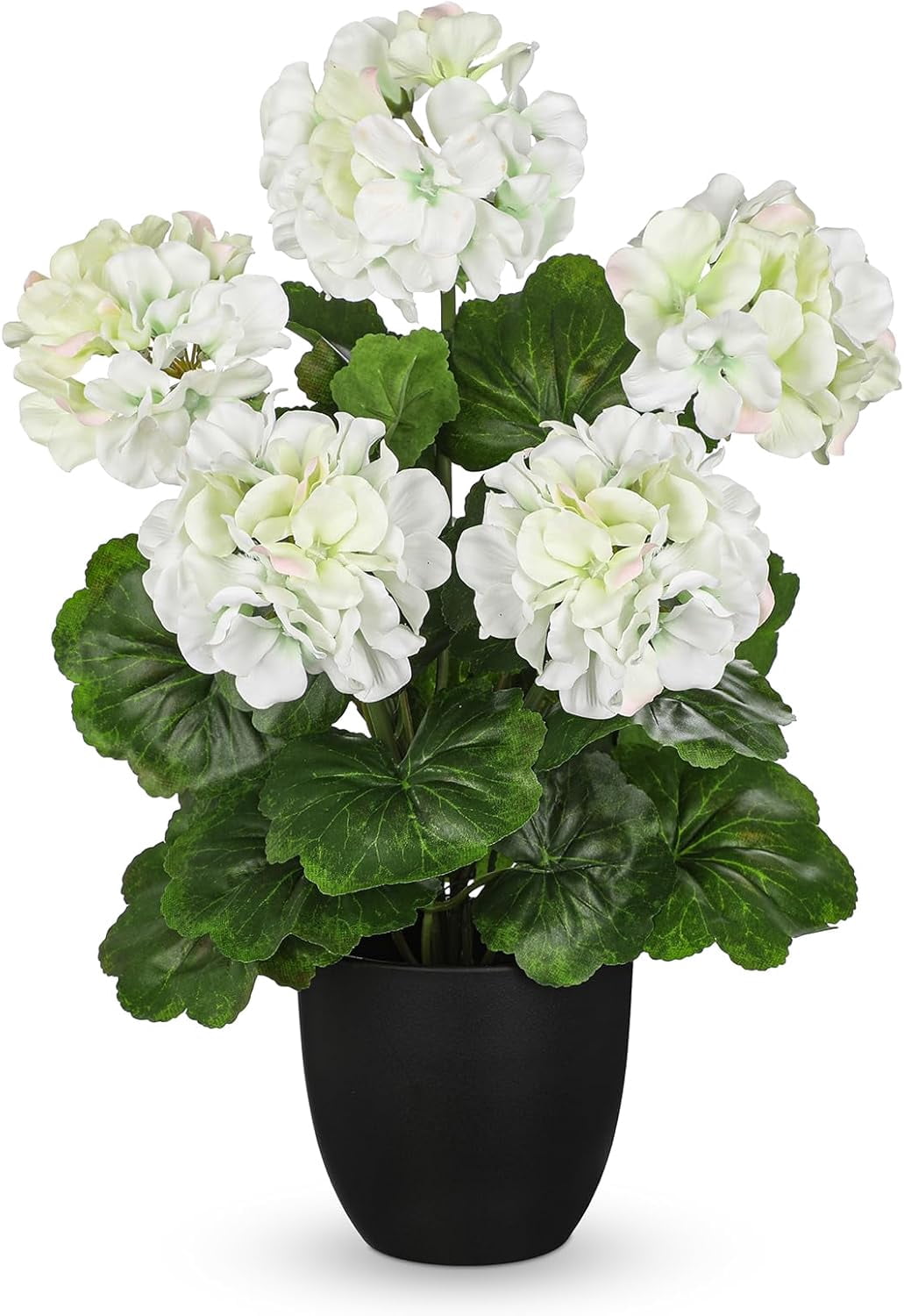 16" Realistic Potted Artificial White Geraniums, Silk Flowers for ...