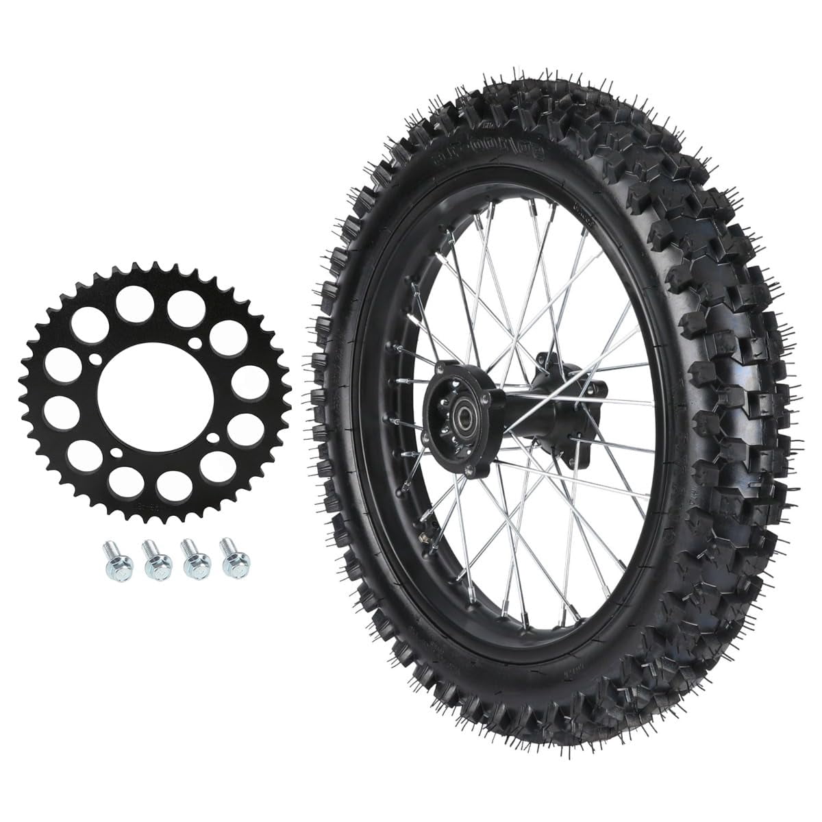 16" Rear Dirt Bike Wheel 90/100-16 Tire On Rim with Chain Sprocket for ...