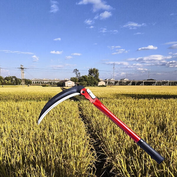 16" Red Foldable Scythe Sickle Steel Mowing Knife Grass Weed Cutter ...