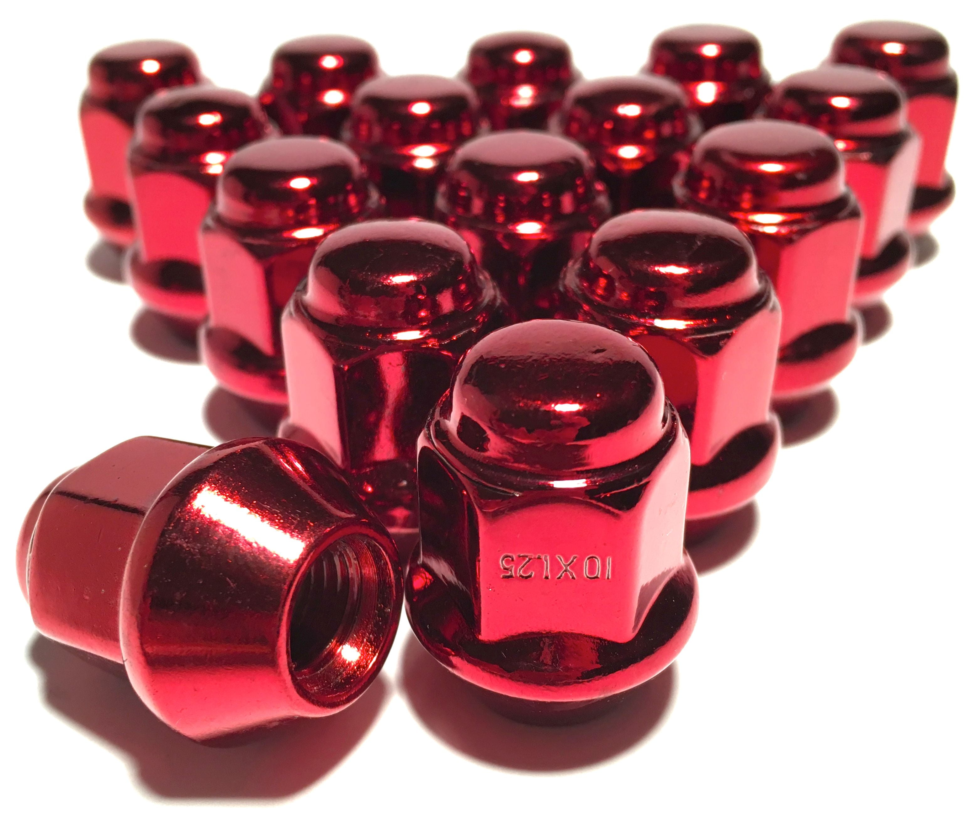 16 Red Tapered Base 10x1.25 Lug Nut Set 17mm Hex ATV UTV Yamaha Honda ...