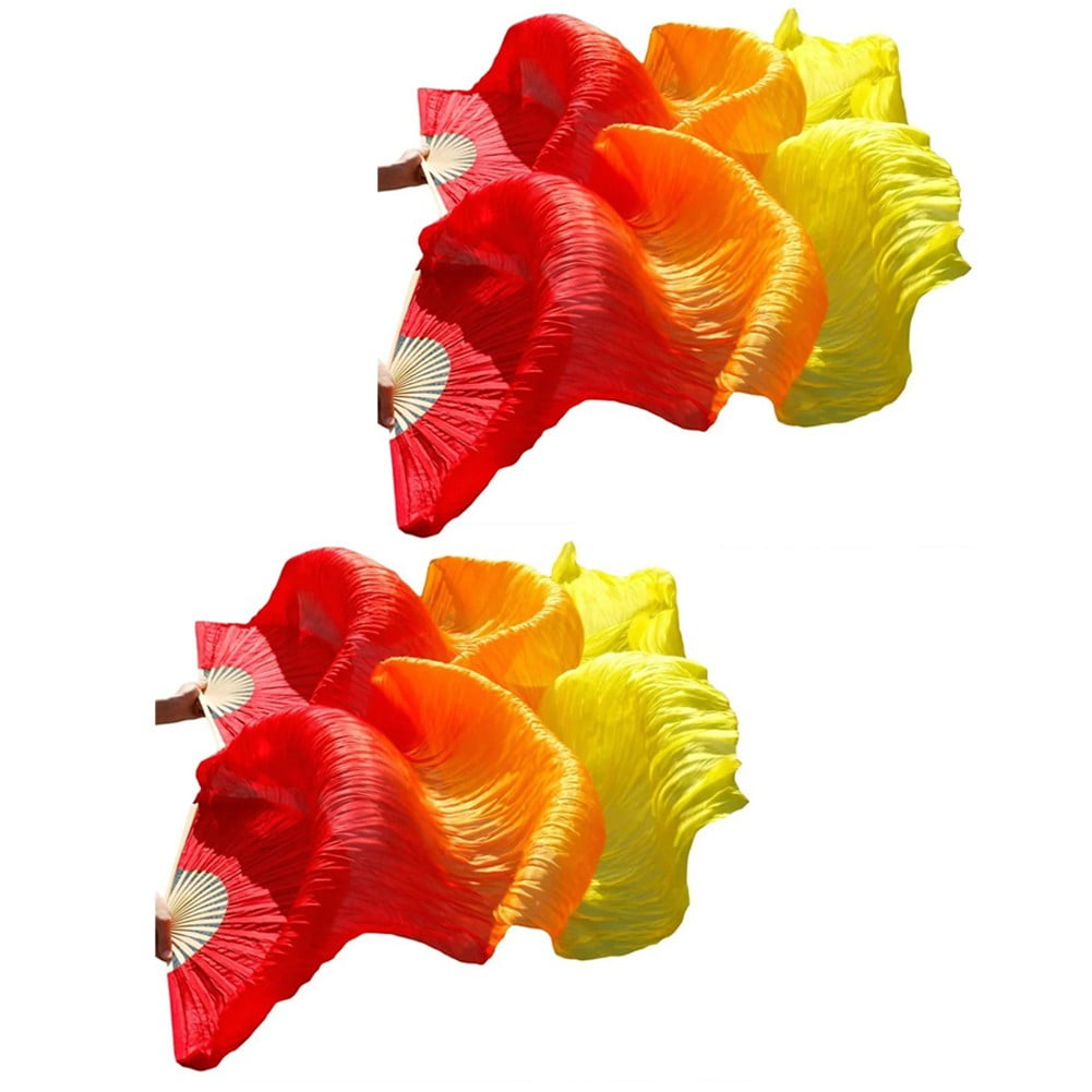 16-Rib Dancing Fans Set 1.8M Long Silk Performance Fans For Stage Shows ...