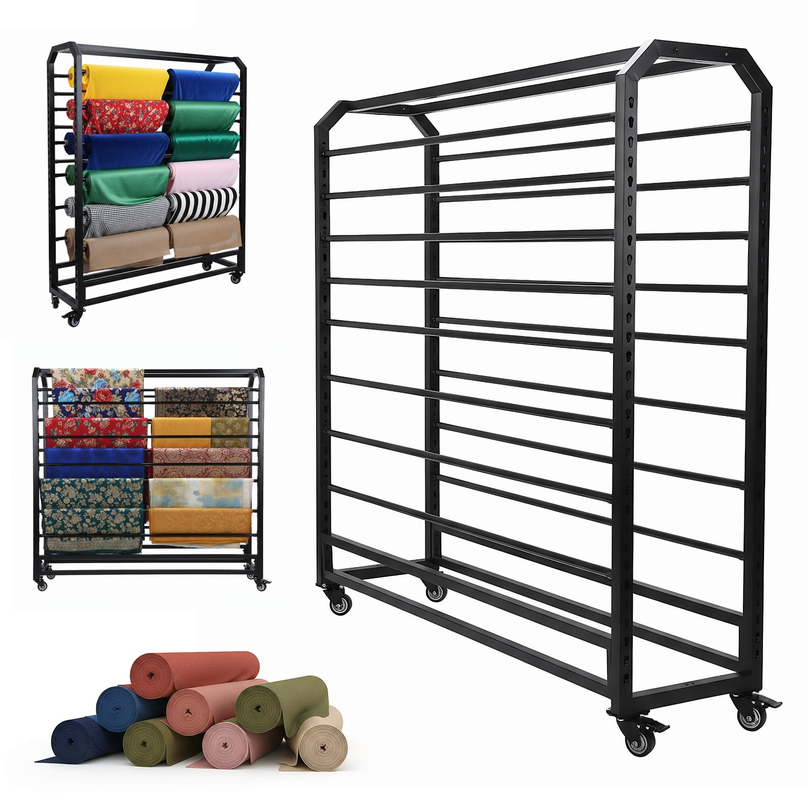 16 Rods Commercial Large Fabric Roll Storage Rack with Adjustable ...