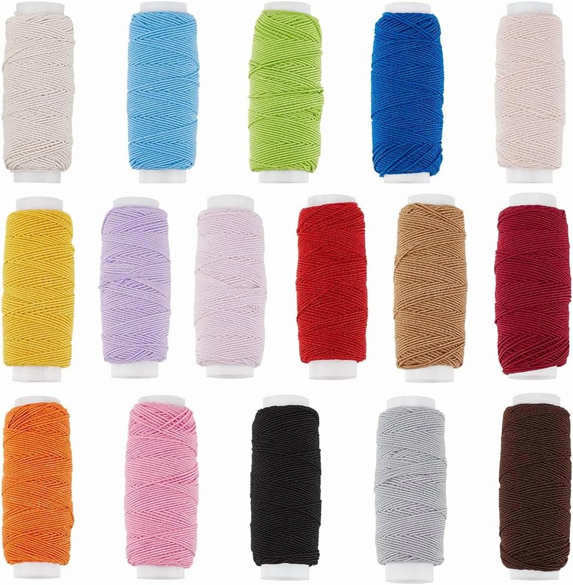 16 Rolls 16 Colors Polyester Elastic Thread 0.6 mm Elastic Cord for ...