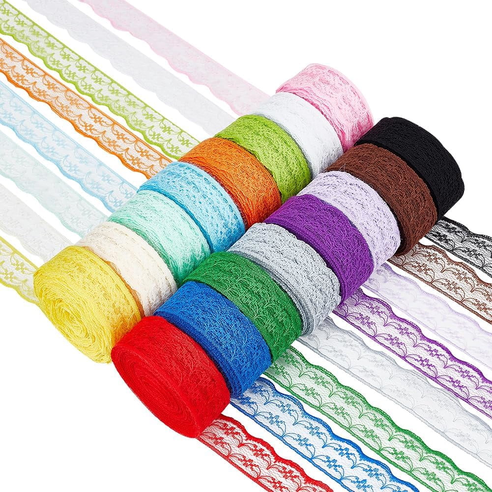 16 Rolls 7/8"x10 Yards Lace Ribbon 16 Mix Color Nonelastic Flower ...