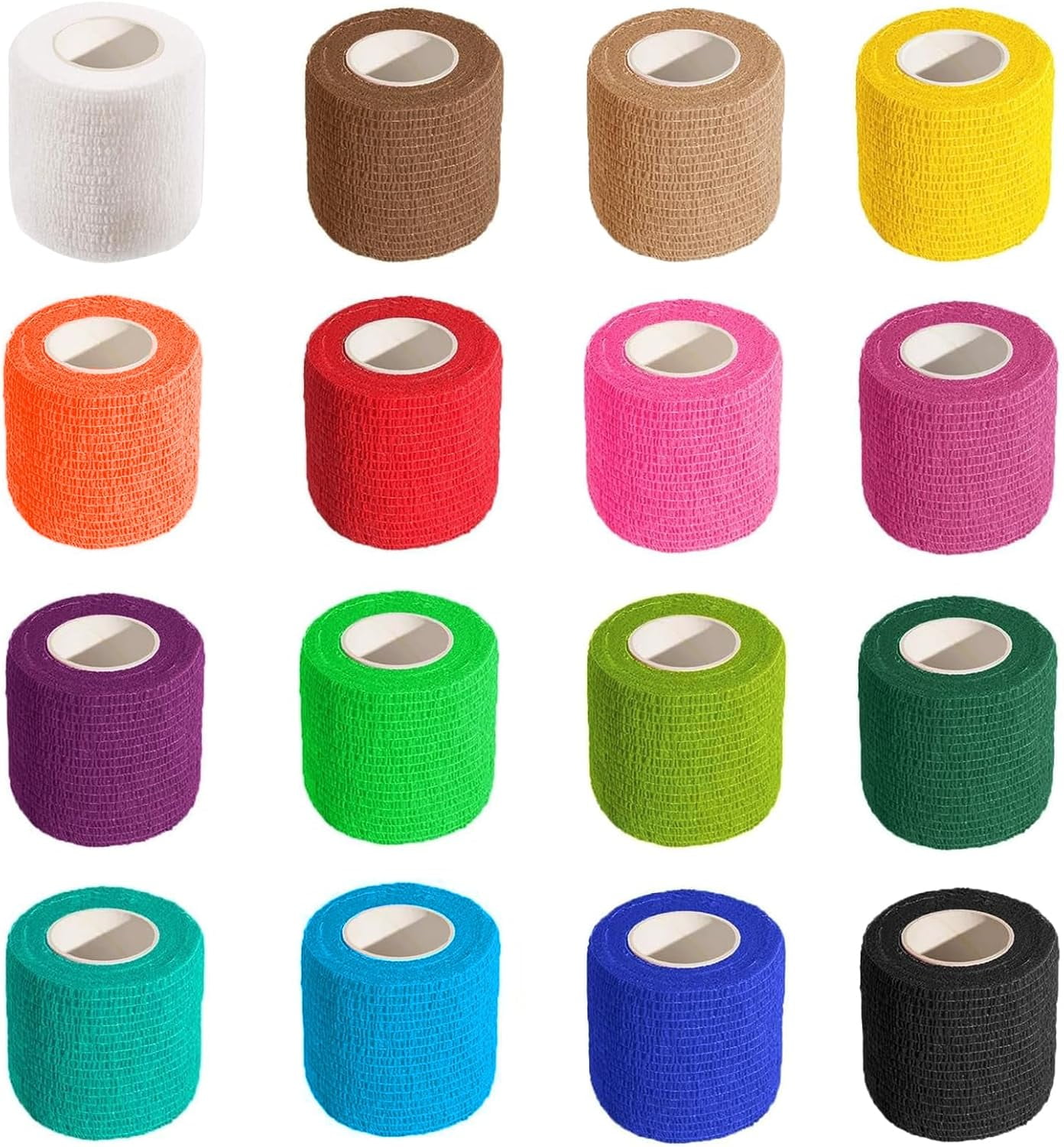 16 Rolls Self Adhesive 2 Inch Cohesive Bandage Wrap Stretch Bandages ...