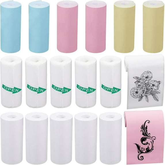 16 Rolls Thermal Receipt Paper White Blue Pink Yellow BPA Free Receipt ...