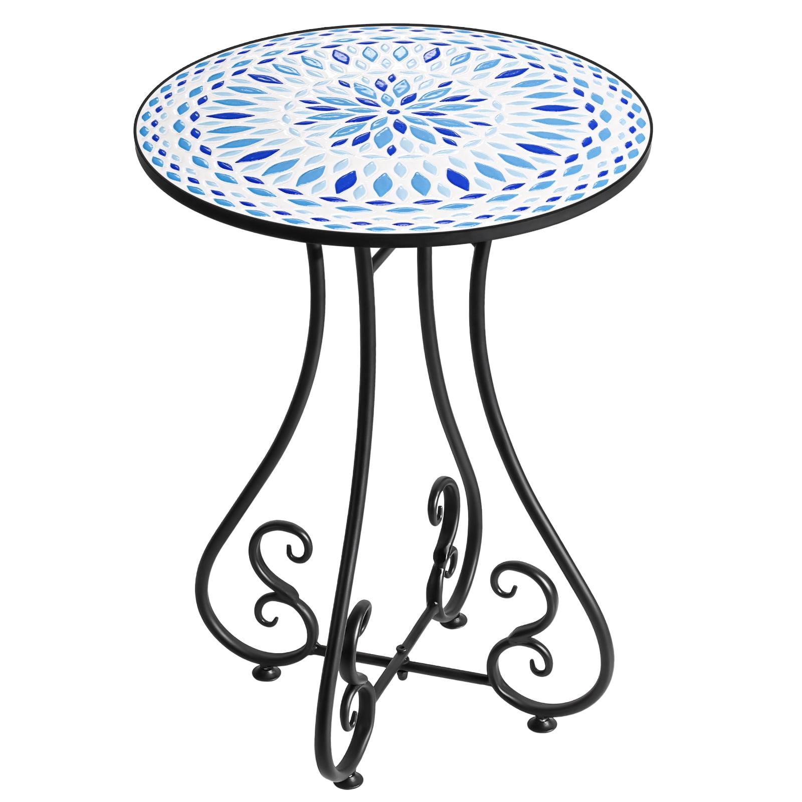 16" Round Accent Side Table, Metal Scrollwork End Table, Unique Relief ...