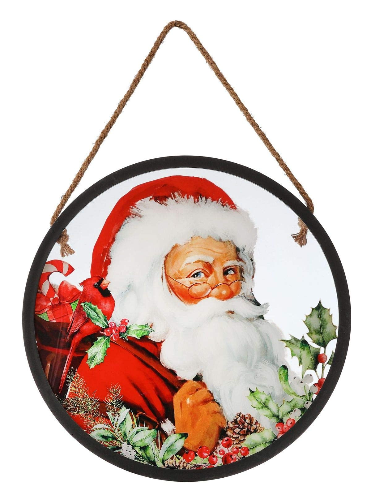16" Round Acrylic Santa with Sack Wreath Print - Walmart.com