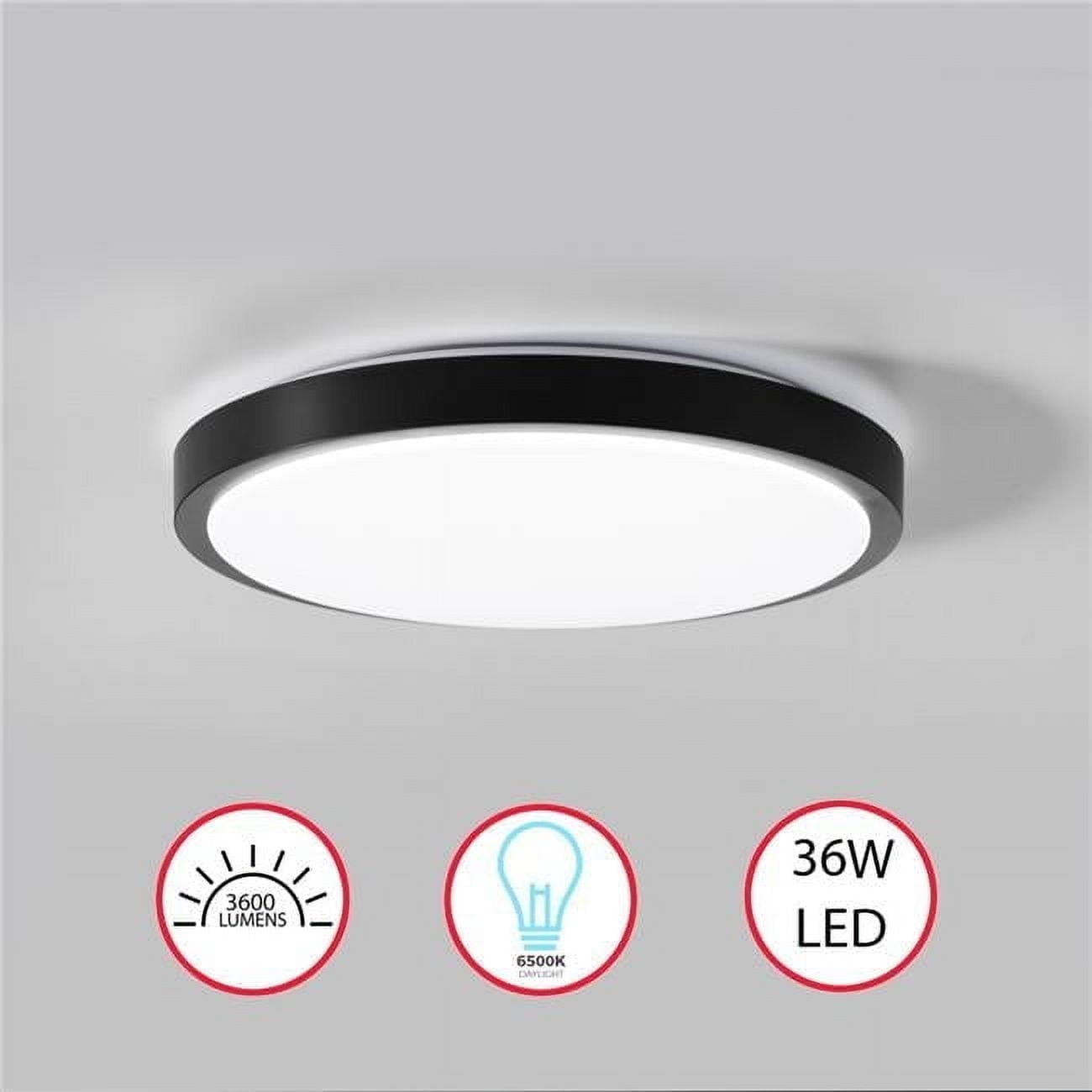 16" Round LED Ceiling Light Fixture - Modern Flush Mount 36W 6500K Cool ...