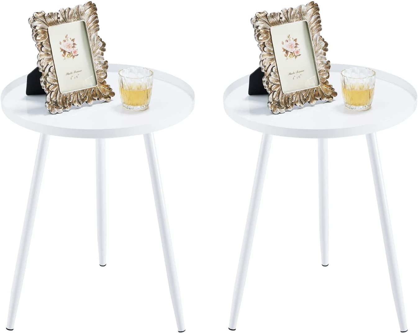 16" Round Side Table, Black End Table for Living Room, Bedside, Mid ...