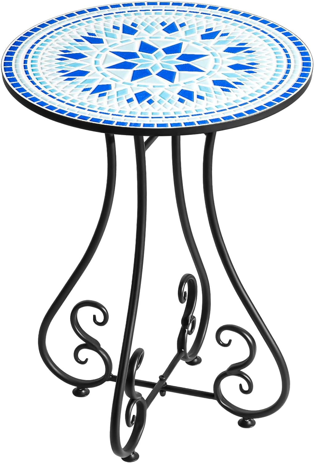 16" Round Side Table, Metal Scrollwork Accent End Table, Unique Relief ...