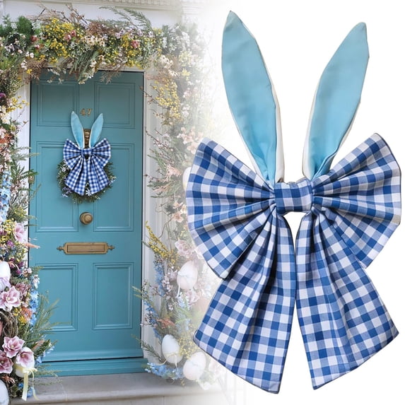 16" Rustic Easter Wreath Bow - Spring Fabric Decorative Bow for Tree ...