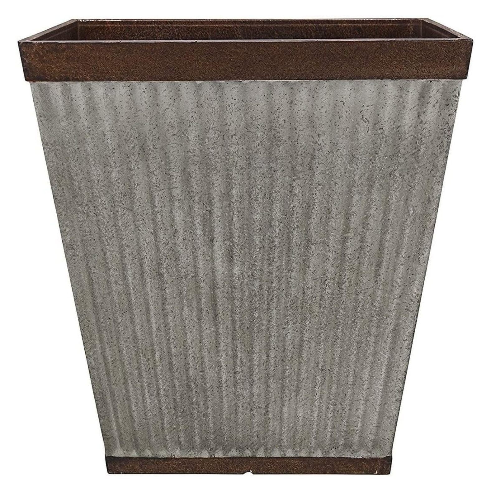 16" Rustic Resin Faux Galvanized Square Planter - Walmart.com