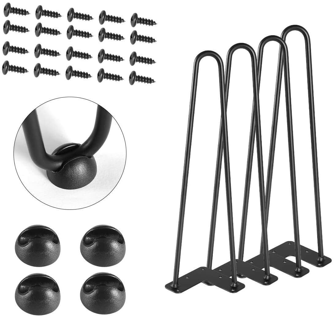 16" Satin Black Hairpin Coffee Table Legs(Set of 4), Metal Heavy Duty ...