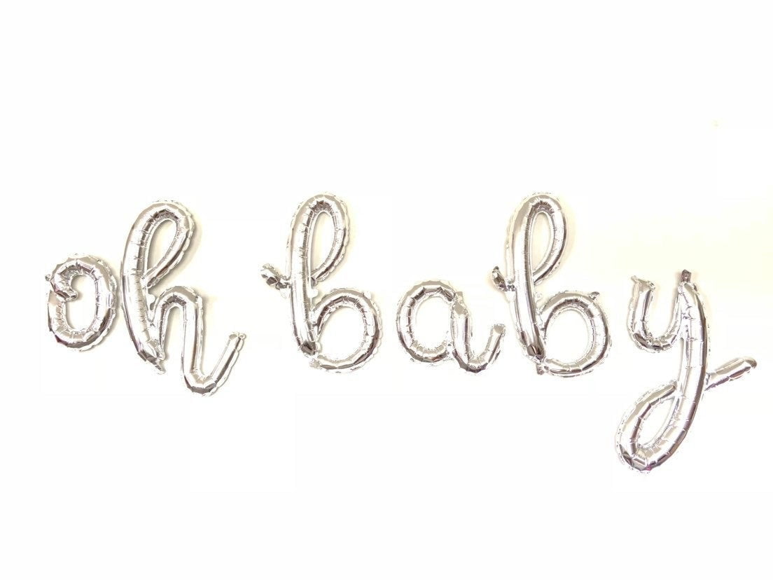 16" Script "oh baby" Cursive Balloon Letters - Walmart.com