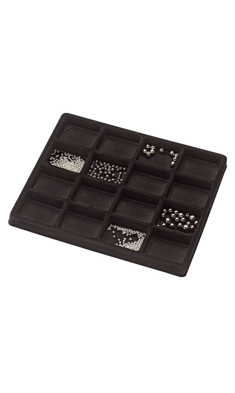 16 Section Black Flocked Tray Inserts - 7"L x 6-3/4"W - Set of 3 ...