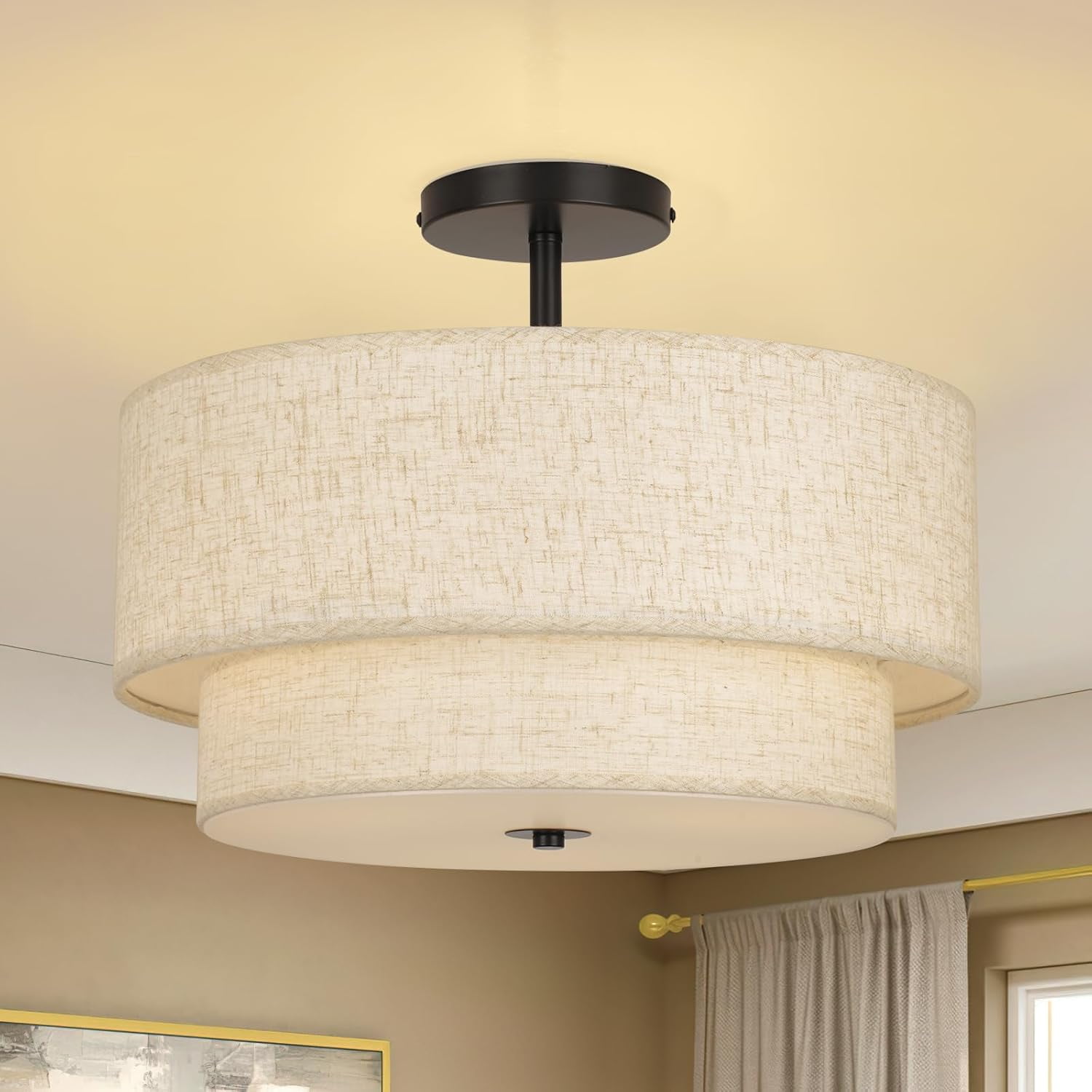 16''Semi Flush Mount Ceiling Light Fixture, Modern Close to Ceiling ...