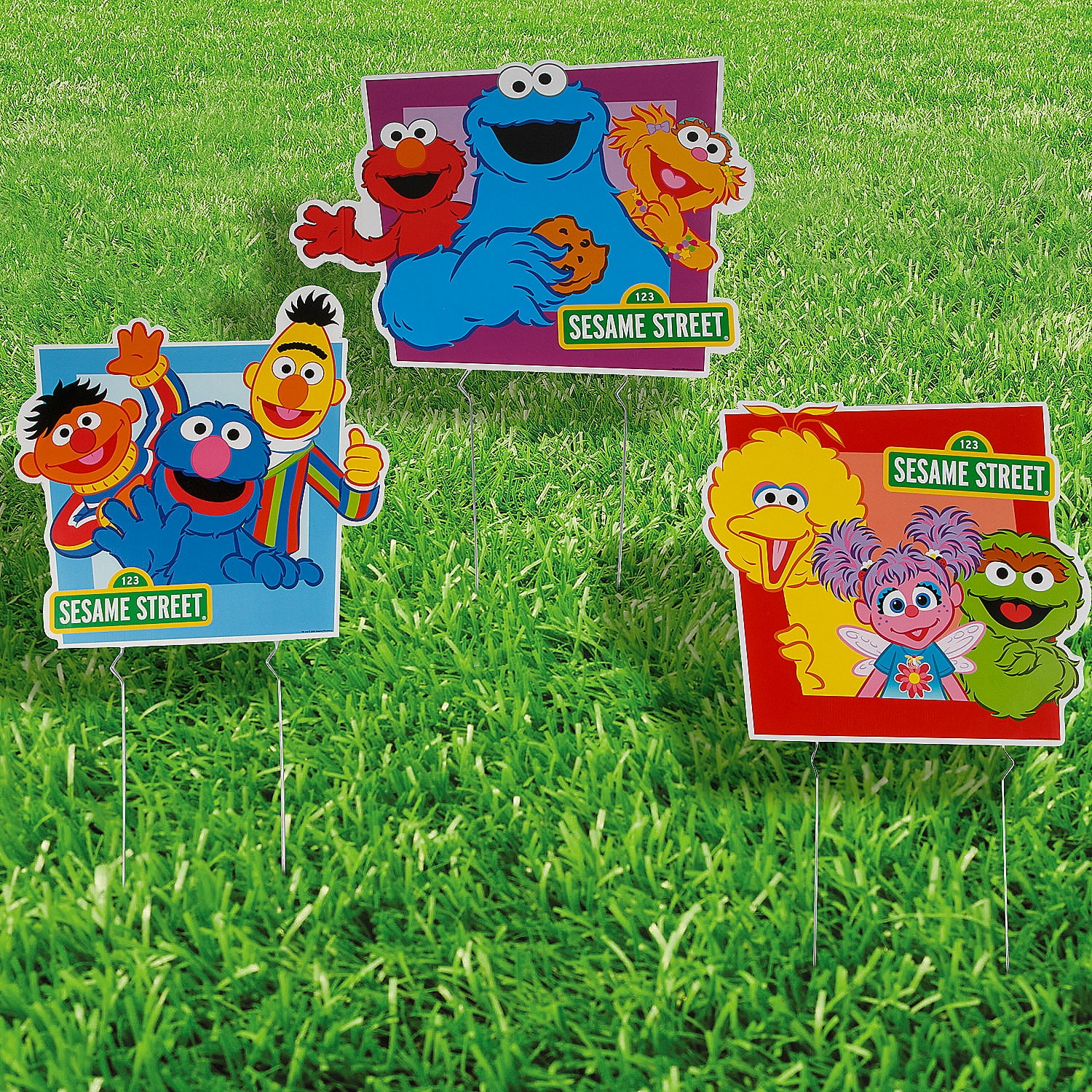 16" Sesame Street Character Single-Sided Plastic Yard Signs - 3 Pc ...