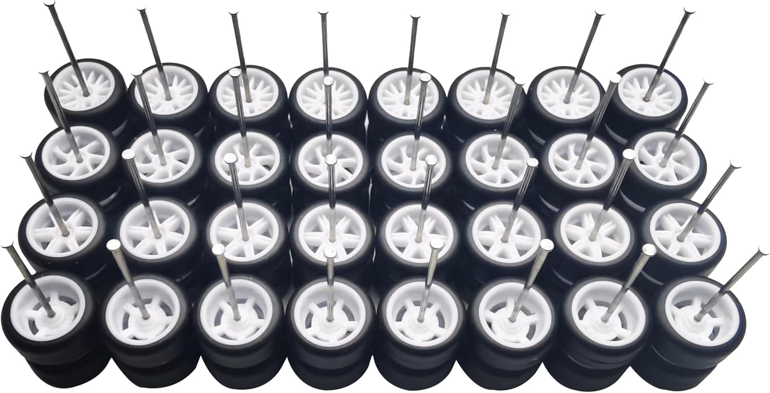 16 Set 1/64 Wheels and Tires Kit Simulation 1 64 Scale Wheels with Rubber Tires and Hub Suitable ...
