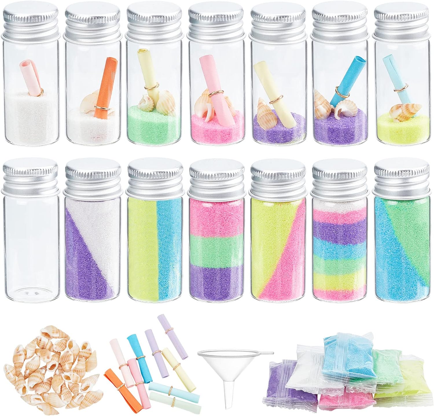 16 Set DIY Colored Sand Bottle Kit Sand Art Activity Kit for Teenager ...
