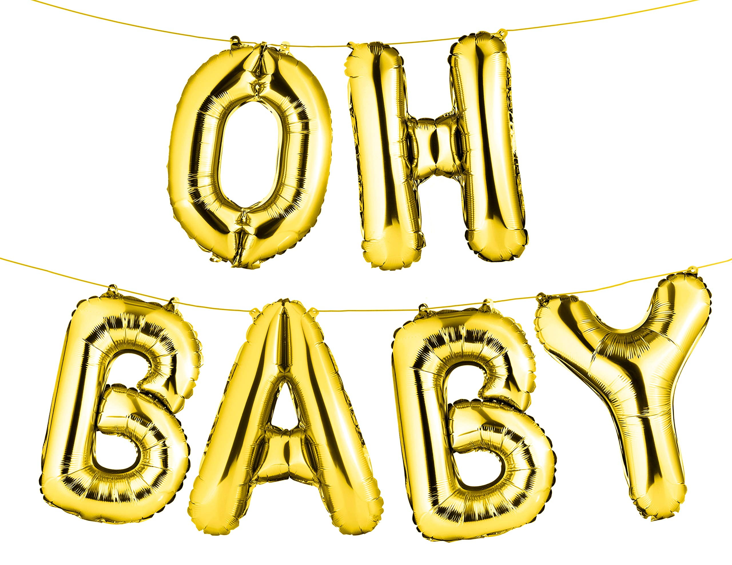 16" Set of Gold "OH BABY" Letters/Alphabets Foil Balloons | Baby Girl ...