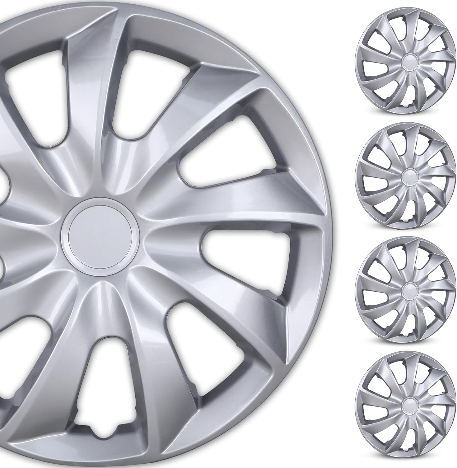 16" Set Of 4 Black Wheel Covers Snap On Hub Caps Fit R16 Tire + Steel ...