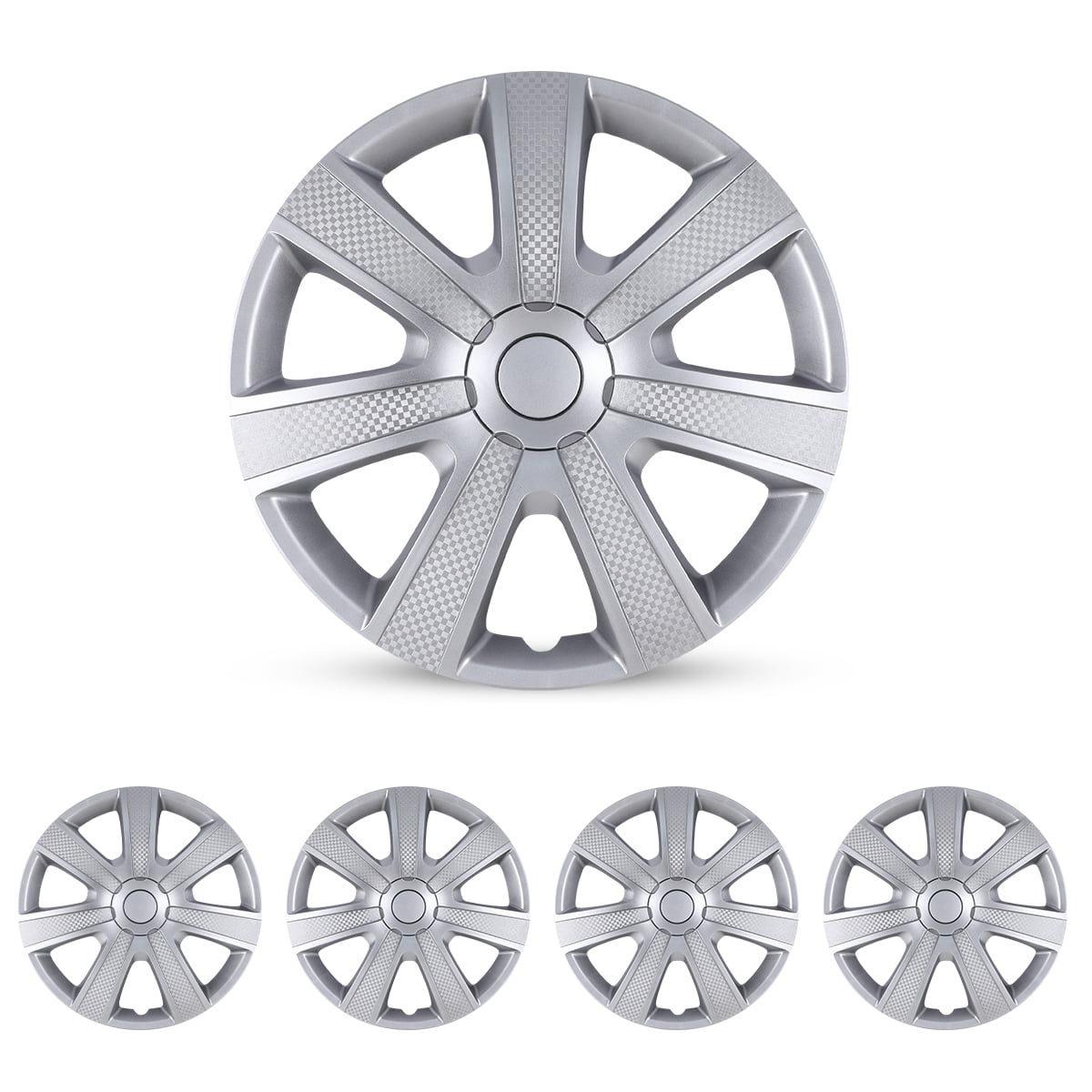 16" Set Of 4 Black Wheel Covers Snap On Hub Caps Fit R16 Tire + Steel ...