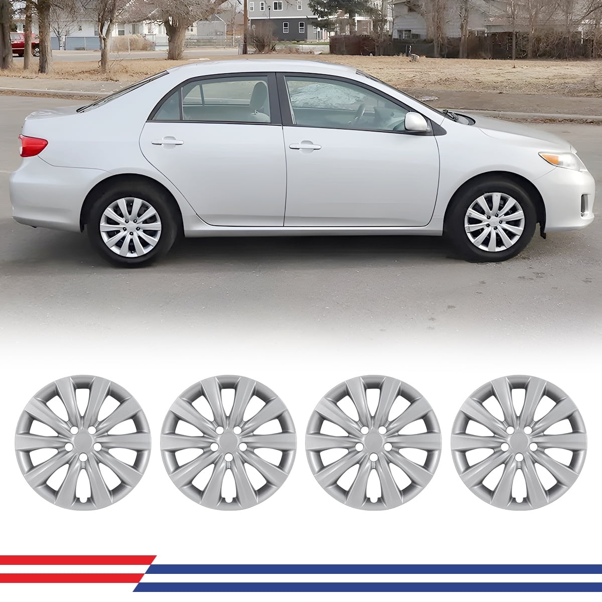 16" Set Of 4 Hubcaps Wheel Rims Cover for 2009-2025 Toyota Corolla and ...