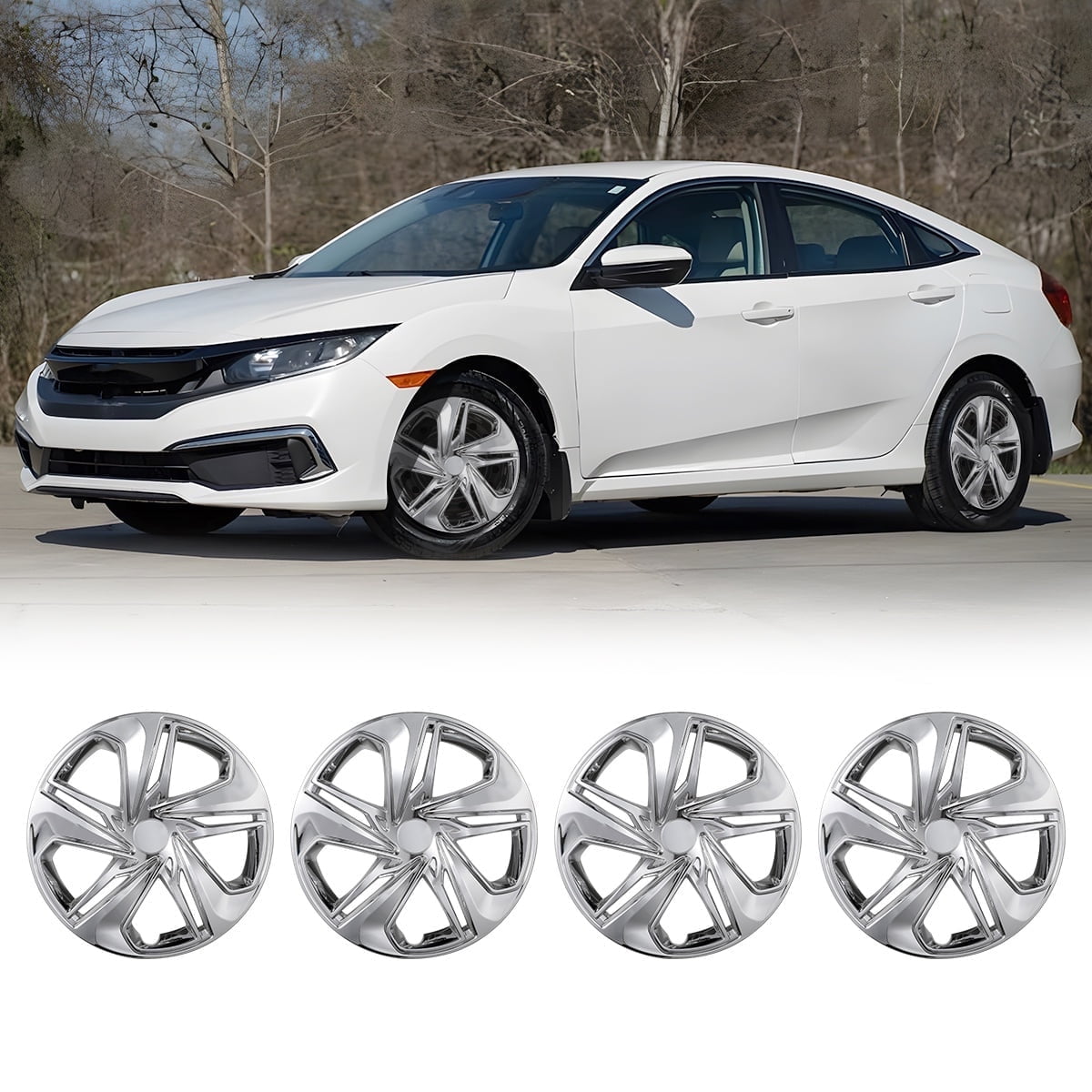 16" Set of 4 Hubcaps Wheel Rims Cover for 2016-2025 Honda Civic Sedan ...