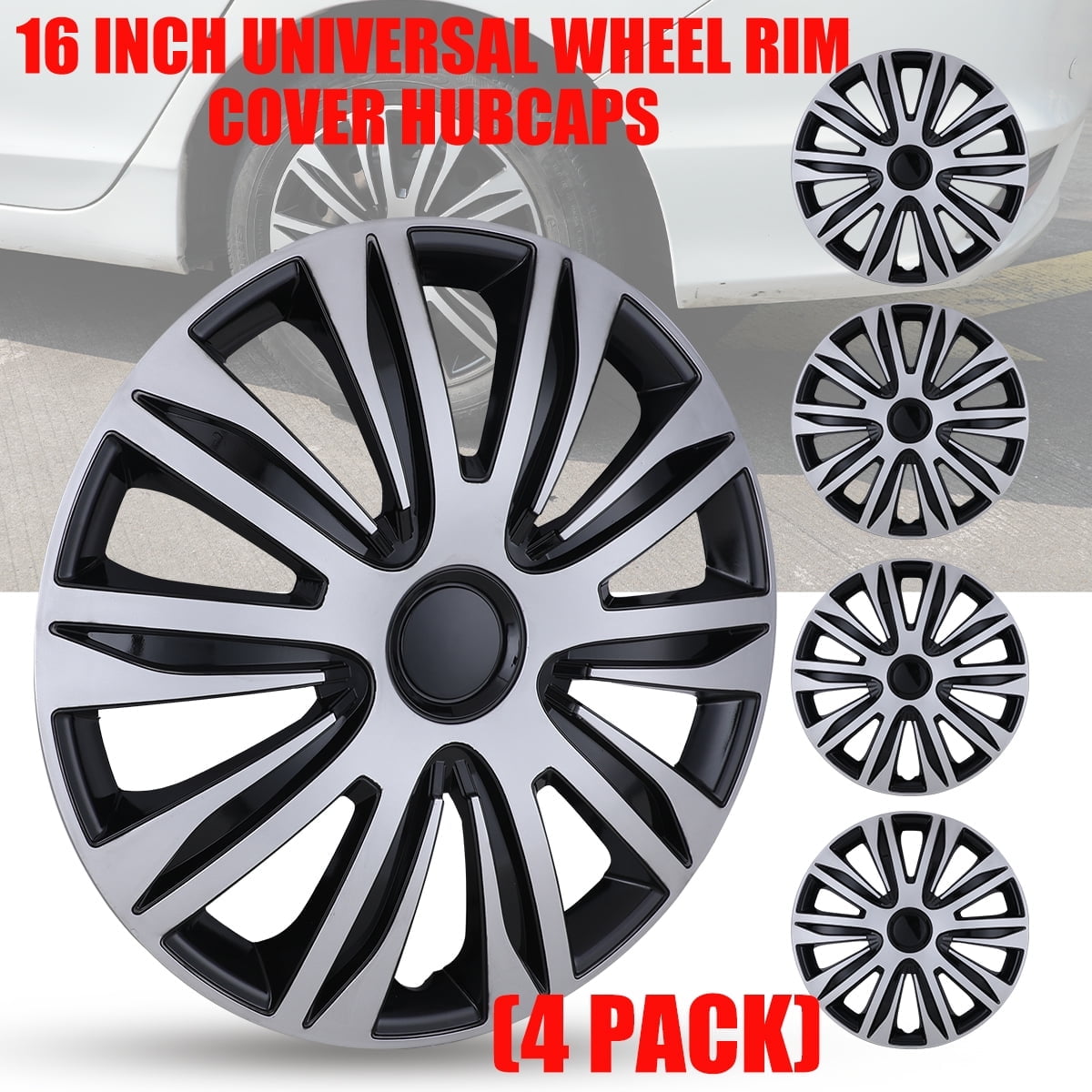 16" Set Of 4 Universal Wheel Rim Cover Hubcaps Snap On Hubcaps Full Hub ...