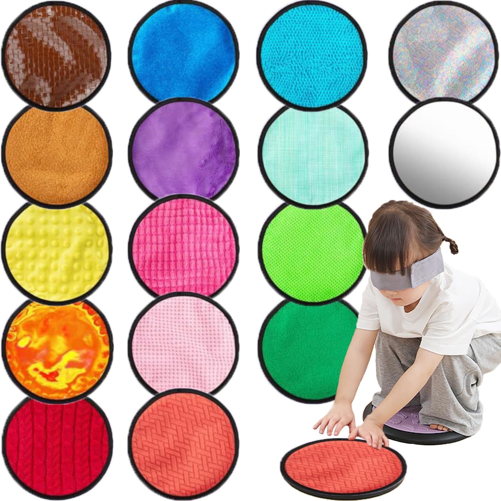 16 Set Sensory Mats, Mixed Colors Sensory Toys for Kids, Tactile Wall ...