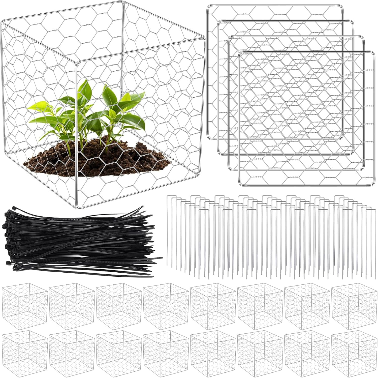 16 Set Wire Plant Protectors Square Wire Plant Cages Chicken Wire ...