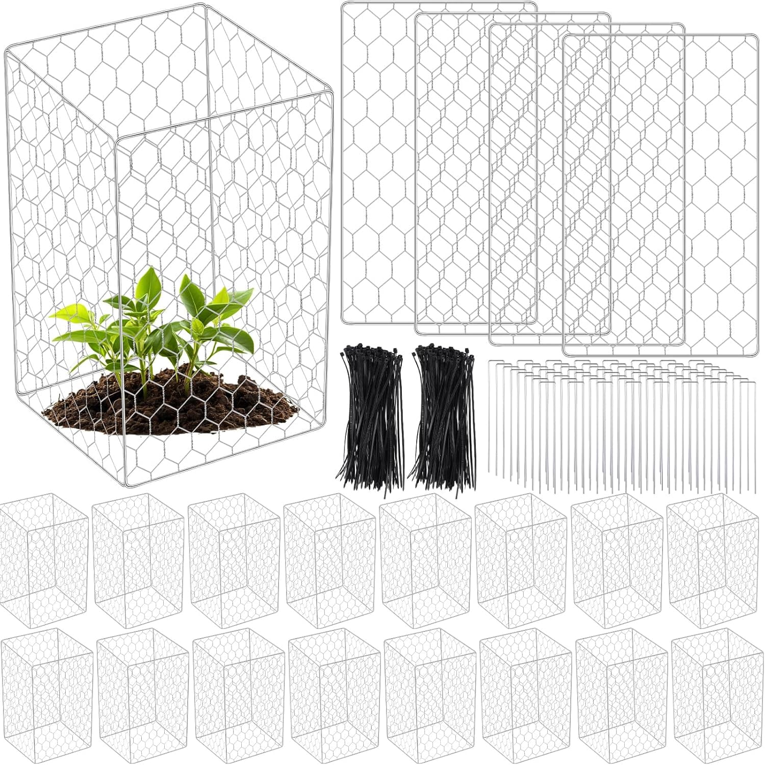 16 Set Wire Plant Protectors Square Wire Plant Cages Chicken Wire ...