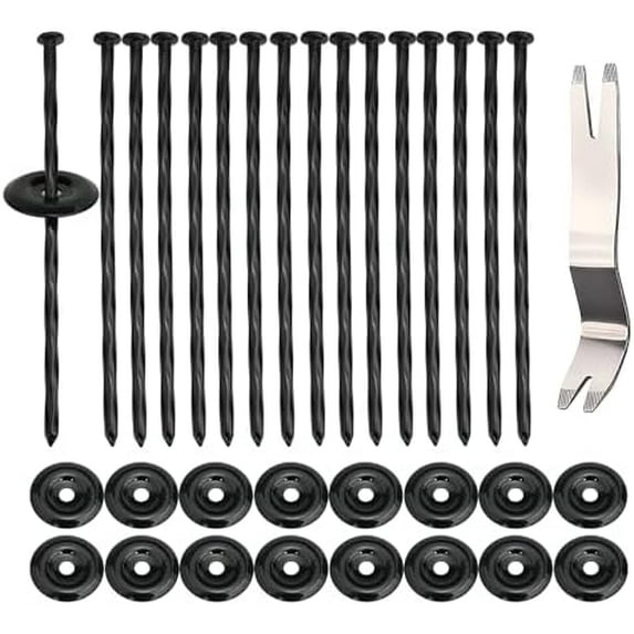 16 Sets Outdoor RV Rug Stakes, 6 Inch Black Patio Mat Stakes, 6 Gauge ...