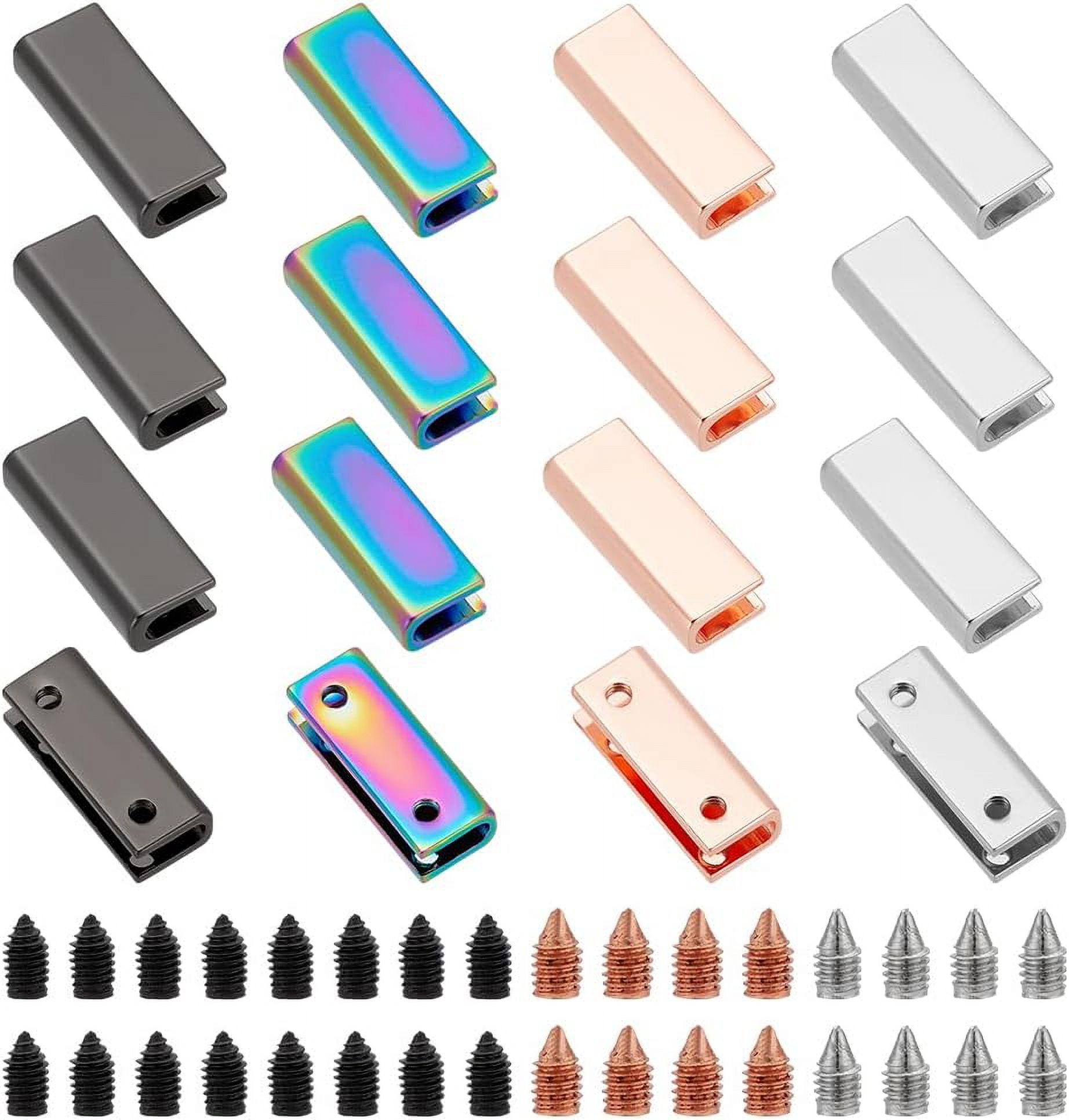 16 Sets Purse Decorative Clip Buckles 4 Colors Metal Belt End Tips ...