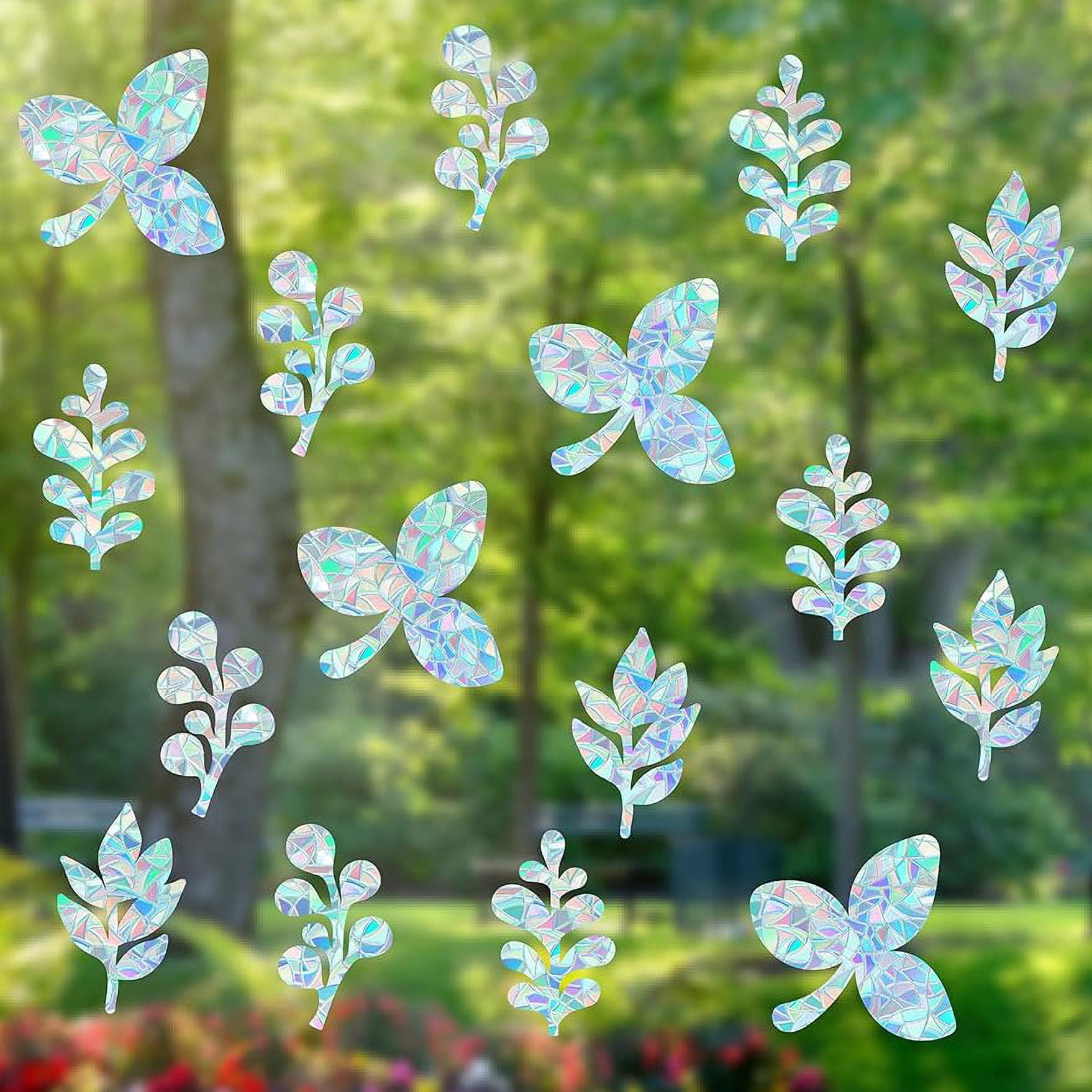 16 Sheet 4 Styles Leaf Window Clings Plant Rainbow Windows Decals Anti ...