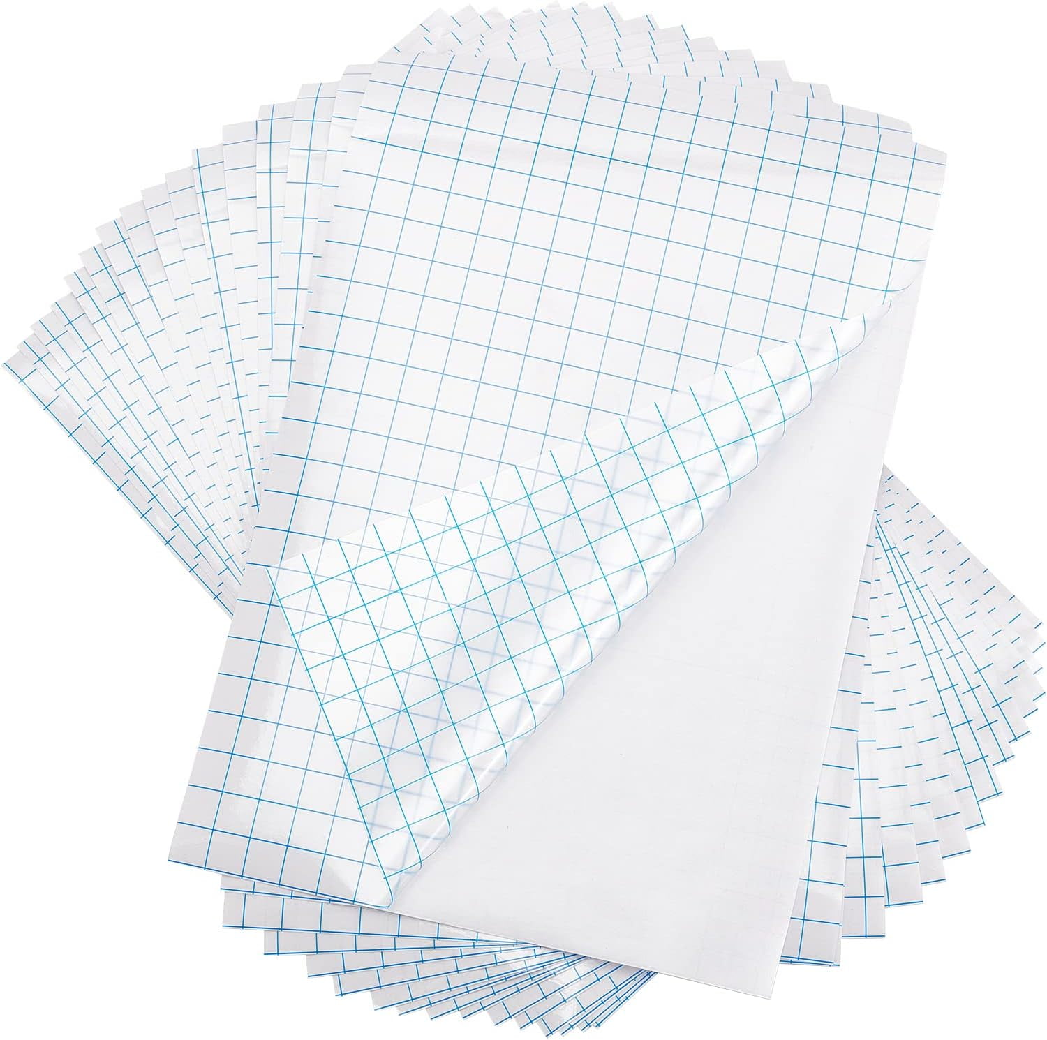 16 Sheets 12x8Inch PVC Clear Self-adhesive Transfer Film with Blue ...