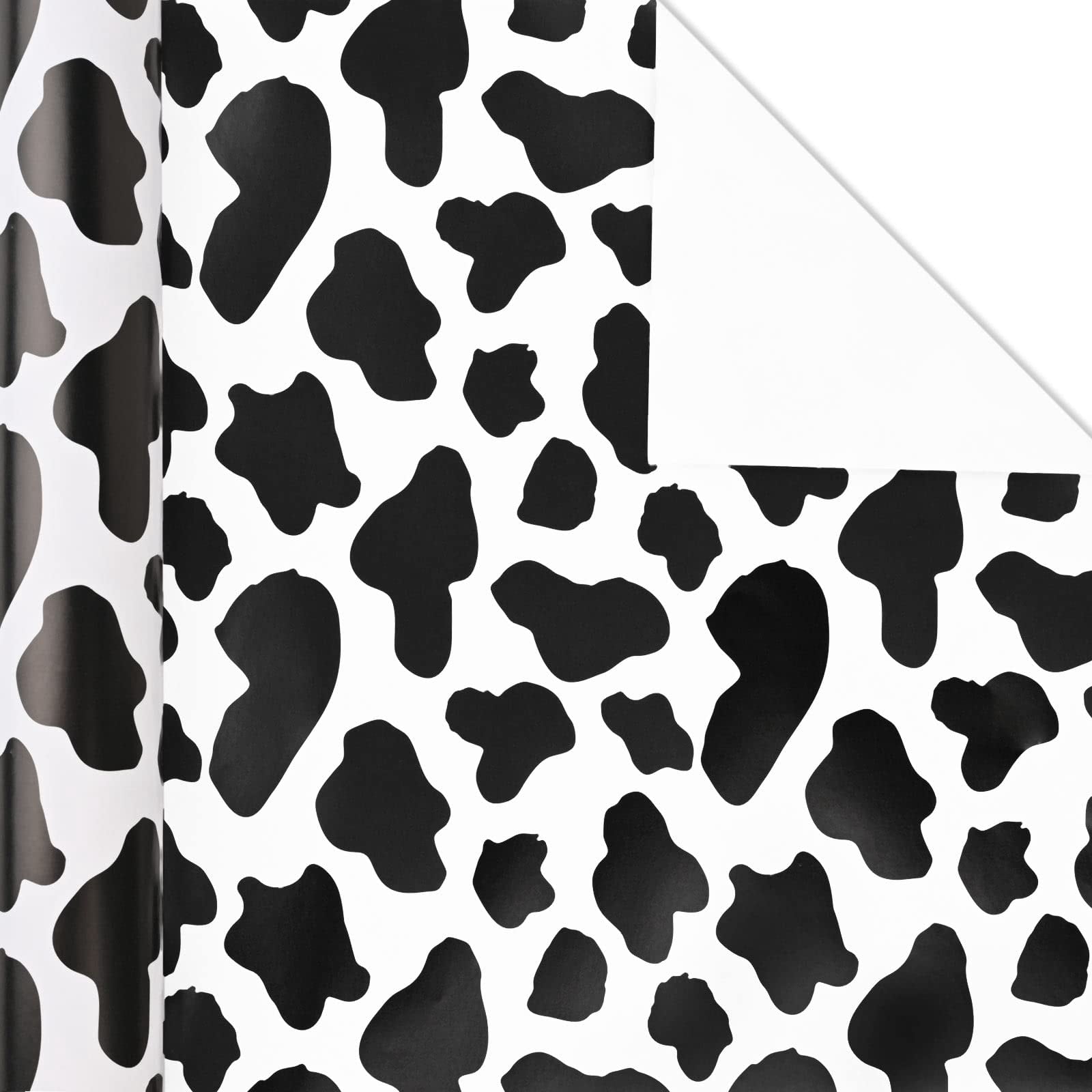 16 Sheets 28 FEV6 * 20 Inches Cow Print Wrapping Paper Black and White ...