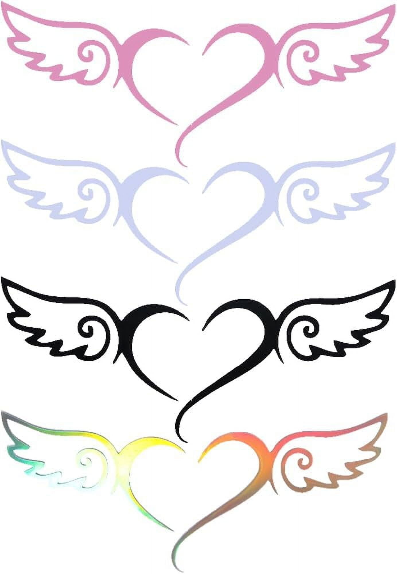 16 Sheets 4 Colors Heart with Wing PVC Waterproof Car Stickers ...