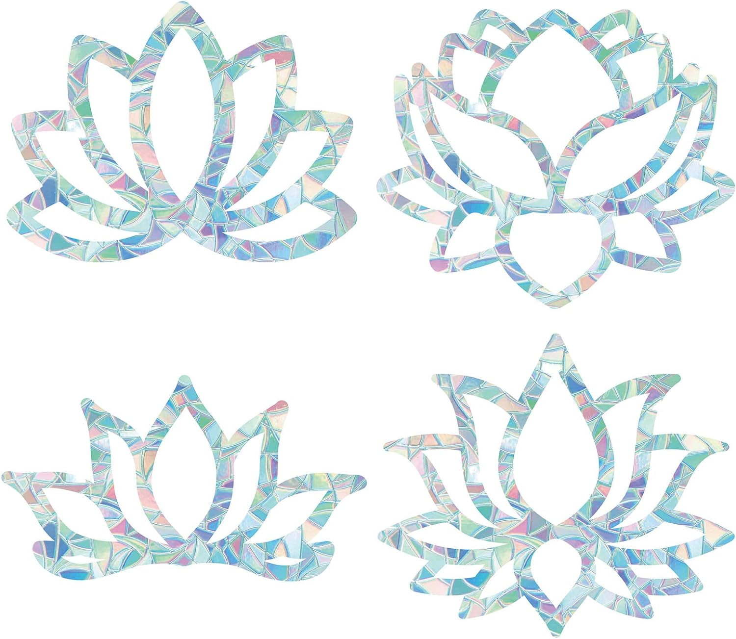 16 Sheets 4 Styles Waterproof PVC Colored Laser Stained Window Film ...