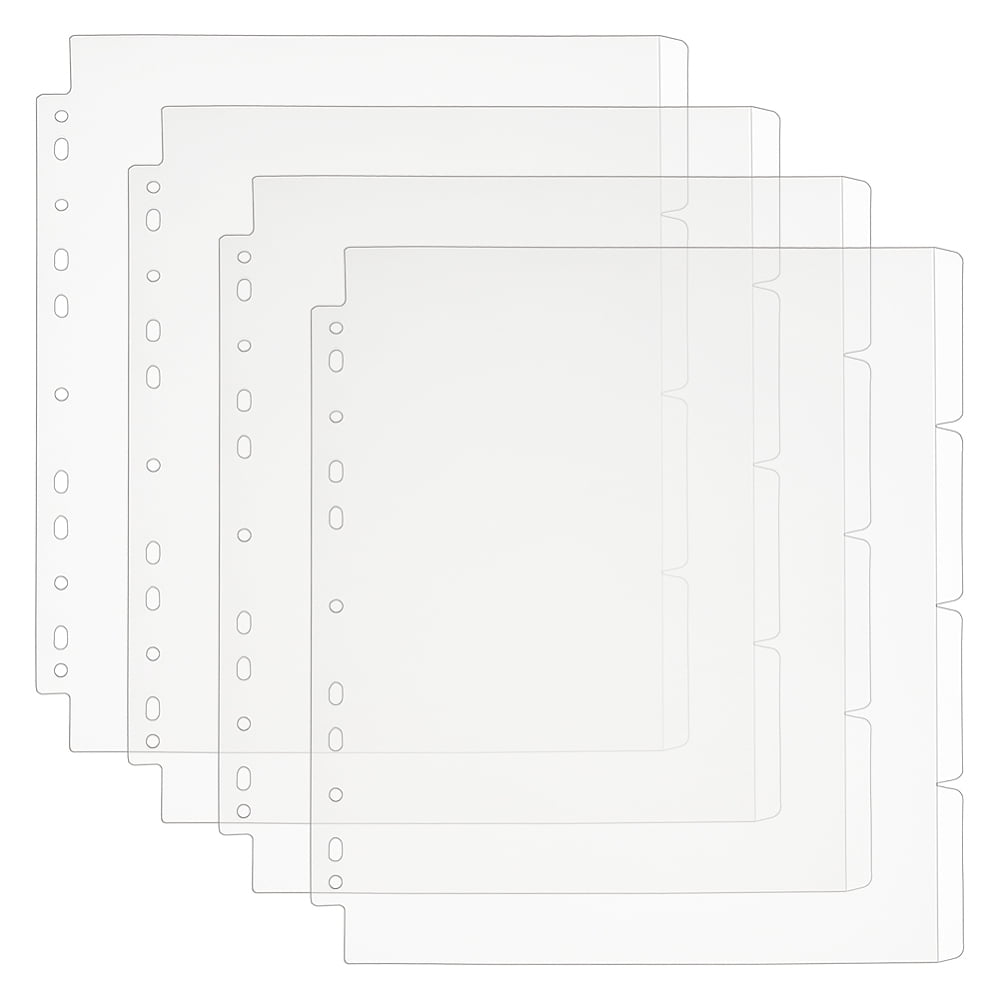 16 Sheets 4 Tab Plastic Binder Dividers 11 Hole A4 Punch Plastic Index ...