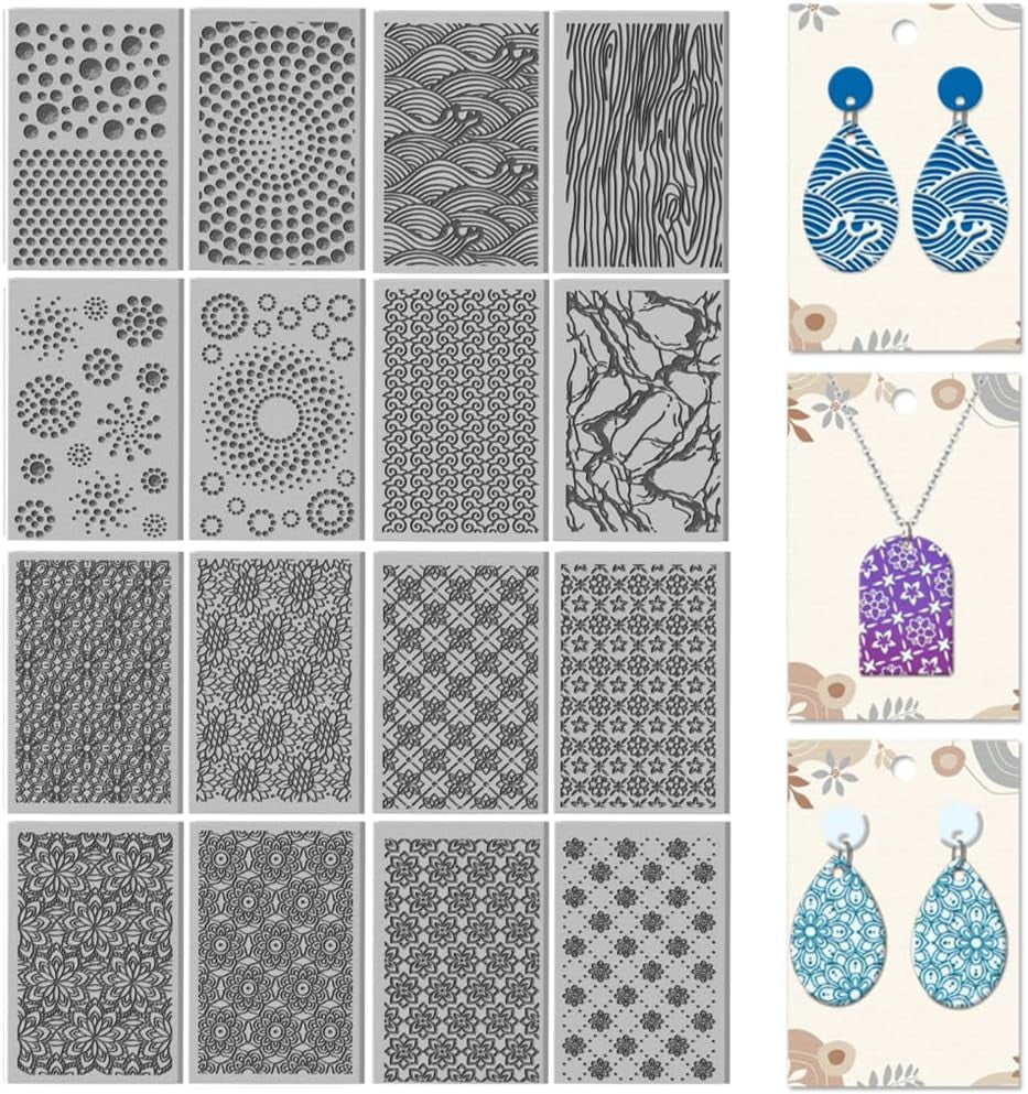 16 Sheets Abstract Floral Clay Texture Mat Seamless Flower Pattern ...