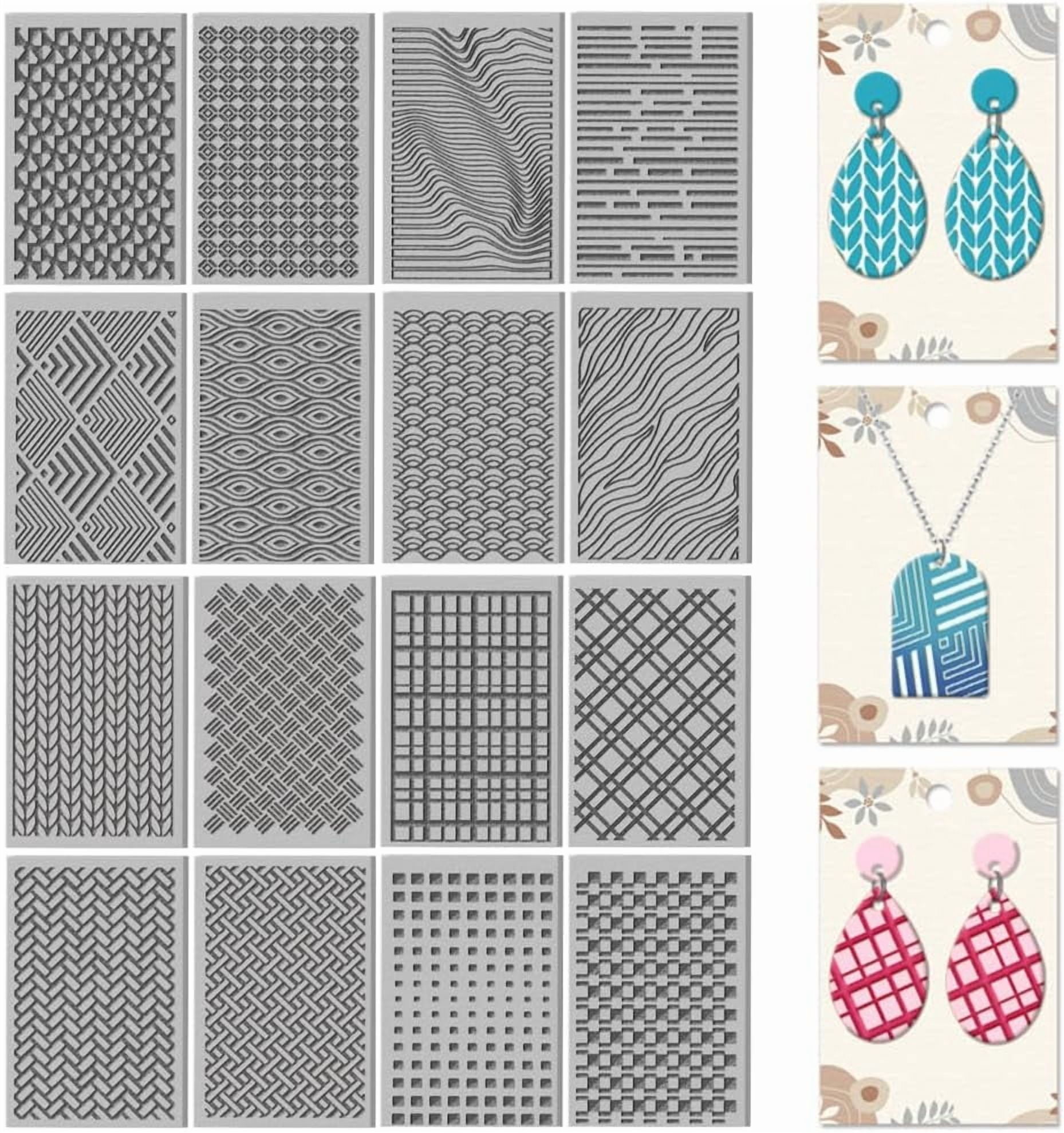 16 Sheets Artistic Lines Clay Texture Mat Wavy and Plaid Pattern ...