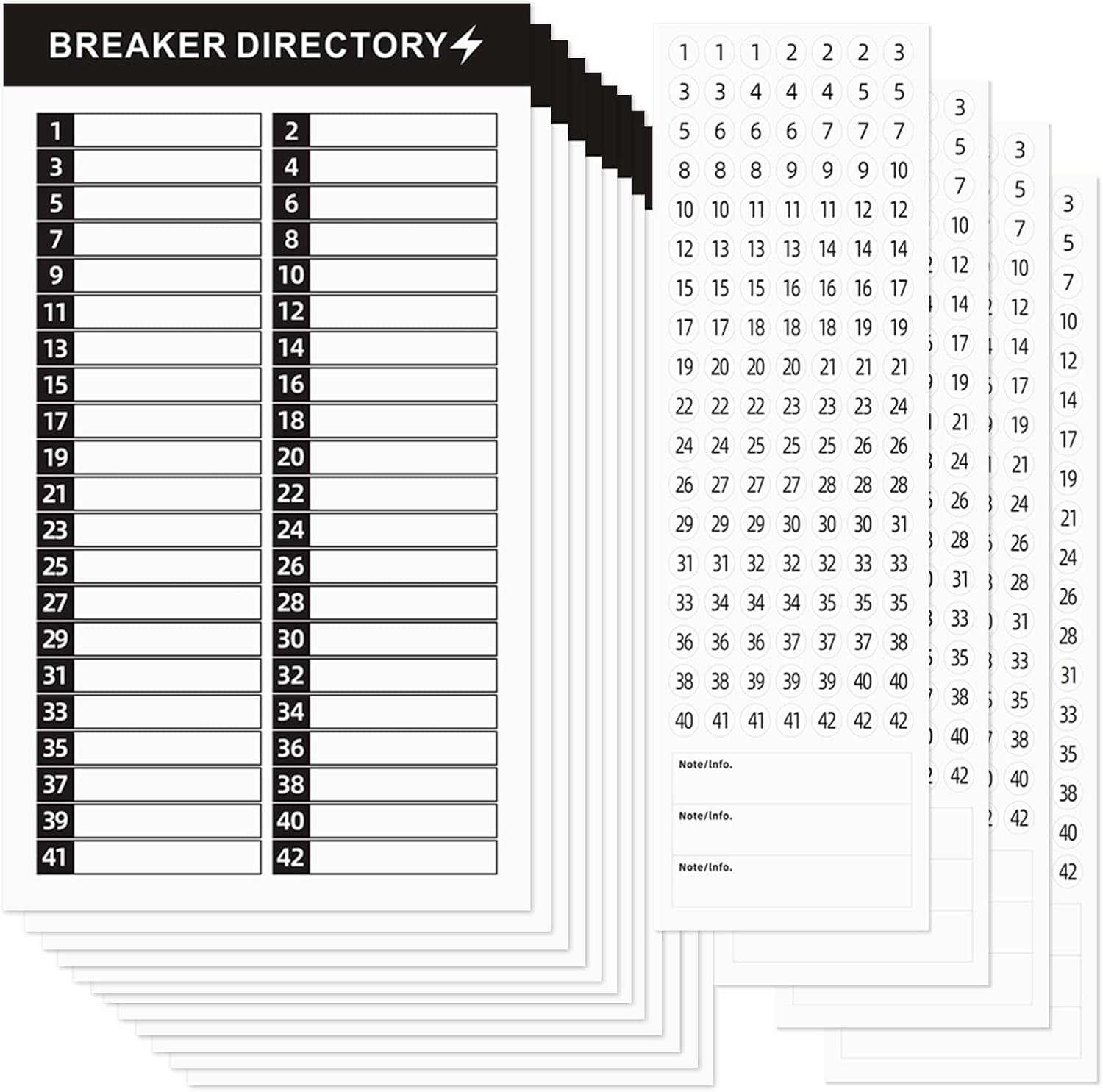 16 Sheets Breaker Panel Labels Electrical Box Sticker Numbers Breaker ...