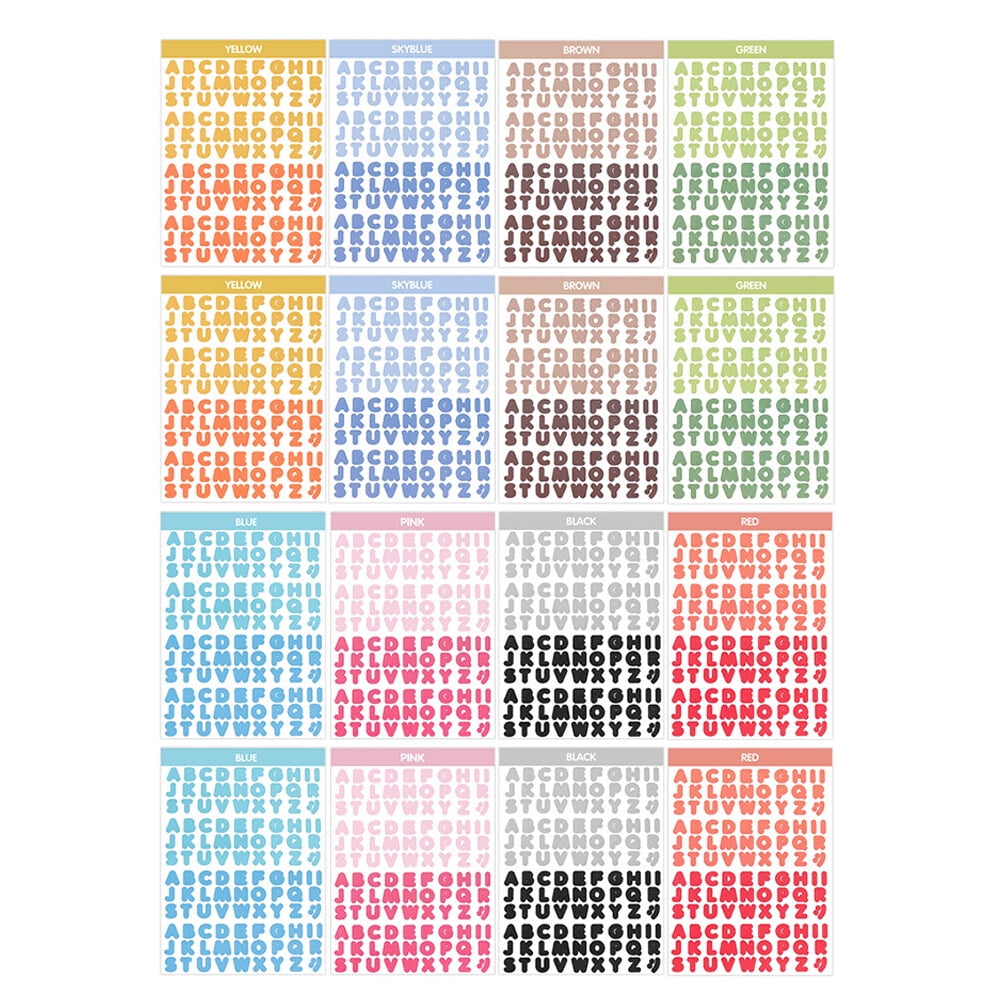 16 Sheets Cursive Alphanumeric Stickers Clear Design Stickers 20x15cm ...